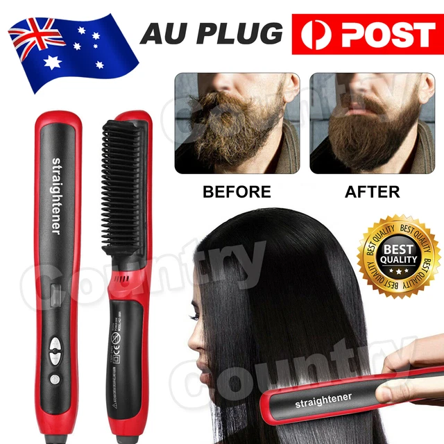 2 IN 1 Quick Beard Straightener Electric Hair Straightening Brush ...