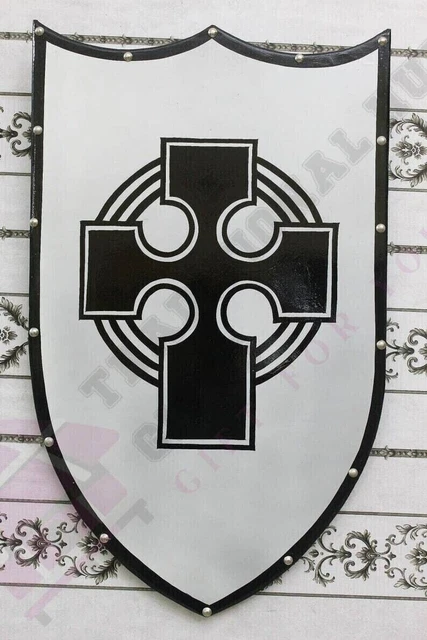 MEDIEVAL HEATER SHIELD Crest Family Coat Of Arm Black cross shield ...