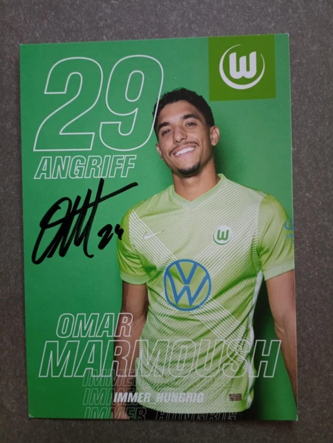 MANCHESTER CITY NEUE 2025 OMAR MARMOUSH-HAND SIGNIERT KARTE WOLFSBURG ...