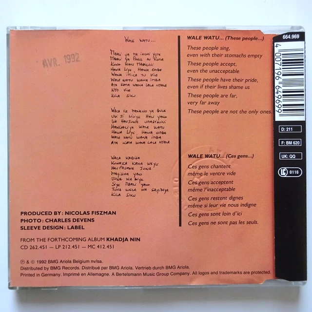 KHADJA NIN : Wale Watu 🟊 Cd Maxi 🟊 EUR 7,90 - PicClick FR KHADJA NIN : Wale Watu 🟊 Cd Maxi 🟊 EUR 7,90 - PicClick FR