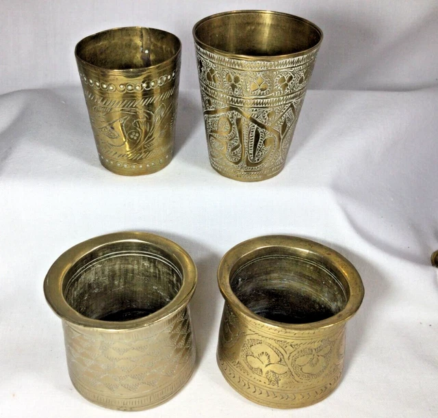 BRASS PERSIAN INDIAN Islamic Lassi's and Holy Water pots Panch Patra ...