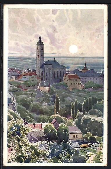 KÜNSTLER-AK KUTTENBERG / Kutna Hora, Pohled s I. ochozu dómu svatobarborského EUR 5,00 - PicClick DE