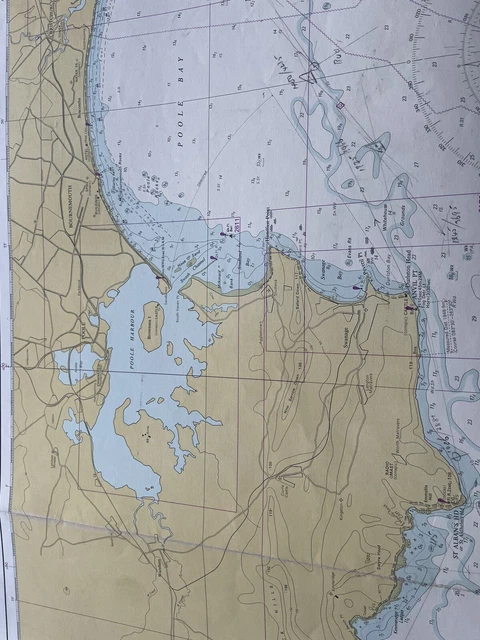 VINTAGE ADMIRALTY CHART MAP. BILL OF PORTLAND NEEDLES No. 1973 Edition ...