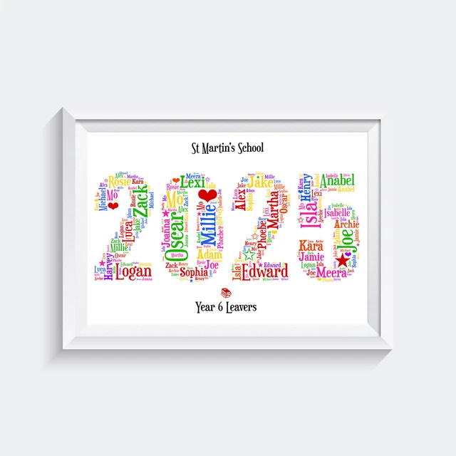 PERSONALISED LEAVERS Thank You Teacher 2025 Year Word Art A4 Leavers ...