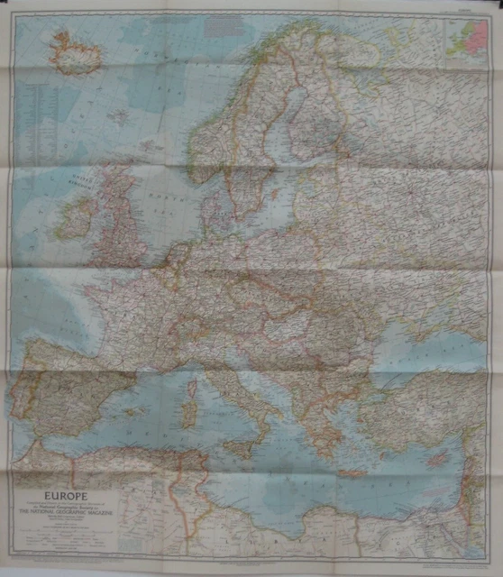 1957 COLD WAR Map EUROPE Hungary Poland Russia Germany Italy Greece ...
