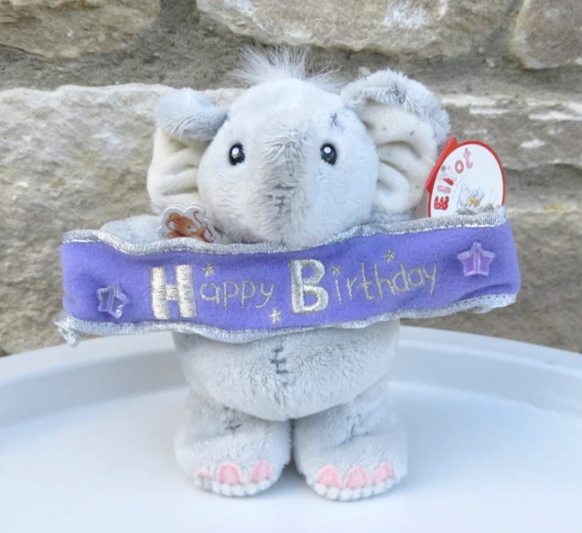 ELLIOT & BUTTONS Happy Birthday Special Edition Standing Grey Elephant ...