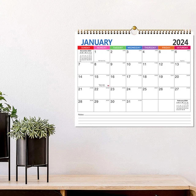 WHITEBOARD CALENDAR TEAR off Monthly 2024 Wall Hanging Spiral £14.79 ...