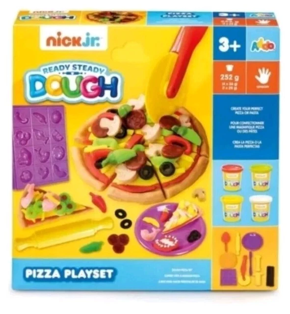 NICK JR. PLAY Dough Pizza Play Set Sensory Games Age 3+ Tool & 4 ...