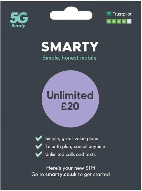 SMARTY SIM CARD PAYG Nano/Micro/Standard TRIO SIM CARD Pay As You Go ...