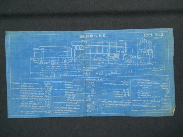 BLUEPRINT DRAWING, LNER Class K3 Locomotive, Built Doncaster Works ...