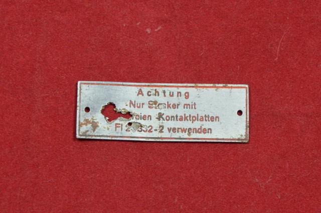 GERMAN WW2 LUFTWAFFE Messerschmitt Me 109 Warning Plate Aluminum Rare ...