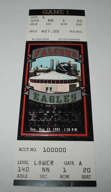 1992 NFL ATLANTA Falcons vs Eagles match inaugural #1 Georgia Dome ...