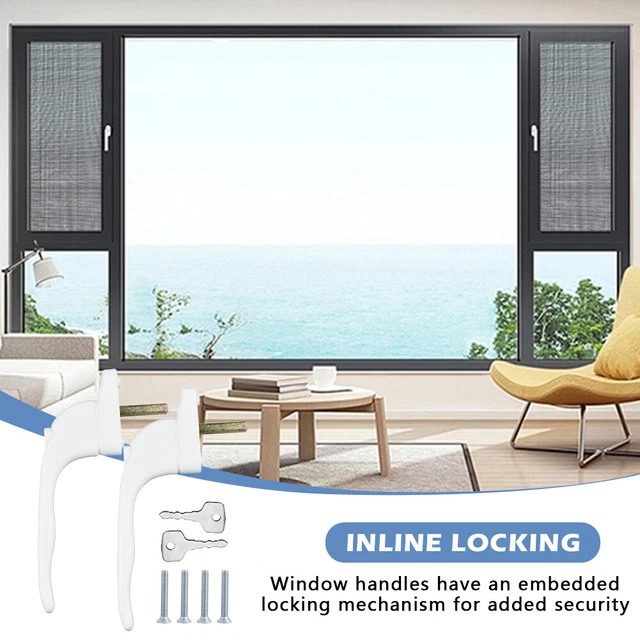 2PCS REPLACEMENT SCREW Home Window Handle Inline Locking With Key ...