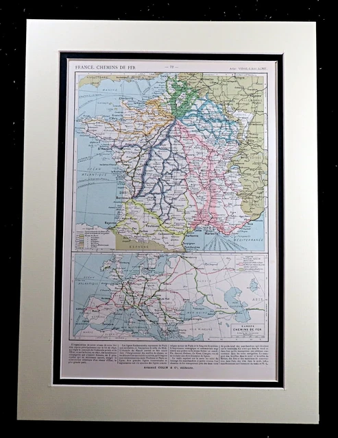 RAILWAY MAP OF France French Rail Network Historical Geography Antique ...