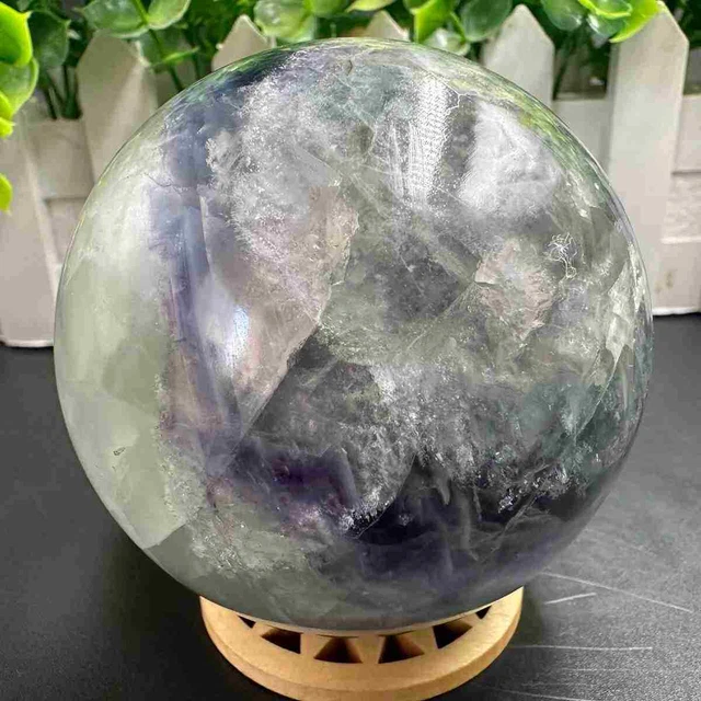 740G NATURAL FLUORITE Quartz Sphere Crystal Energy Ball Reiki Healing ...