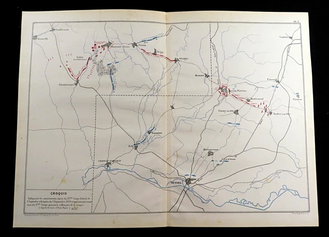 FRANCO PRUSSIAN WAR Map Rethel Ardennes Siege of Paris Military Antique ...