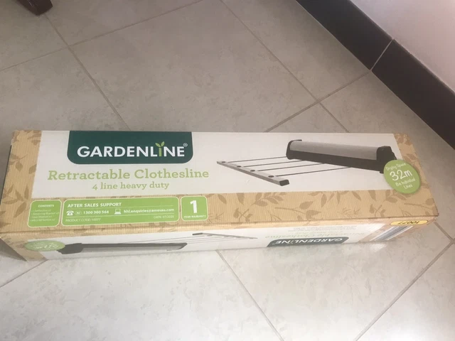 ALDI GARDENLINE RETRACTABLE Clothesline 4 Line Heavy Duty 32 Metre $45. ...