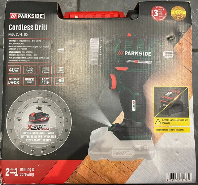 PARKSIDE 20V CORDLESS Drill PABS 20-Li D5 £44.99 - PicClick UK