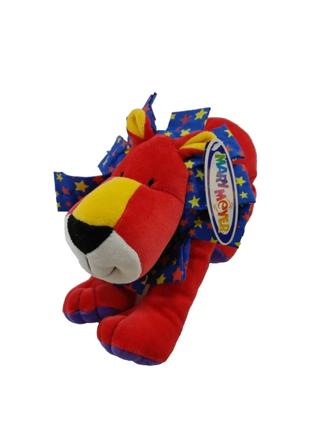 MARY MEYER VINTAGE Lion Plush 1998 Yellow Red Purple Stuffed Animal 11 ...