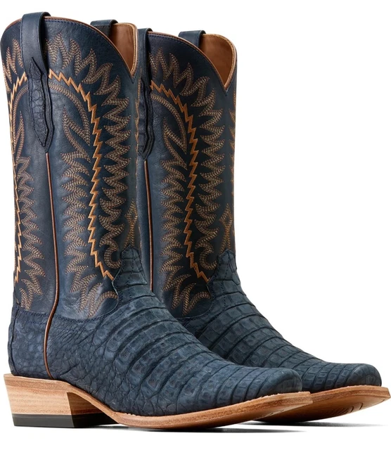 NEW ARIAT FUTURITY Finalist Caiman Leather Boots $650 Sueded Blue ...