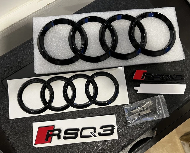 AUDI RSQ3 GLOSS Black Front Rear Rings Rear Logo Emblem Grille Badge ...