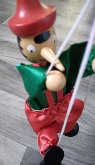 VINTAGE PINOCCHIO STRING Puppet Marionette Wood & Fabric 7.5 inches ...