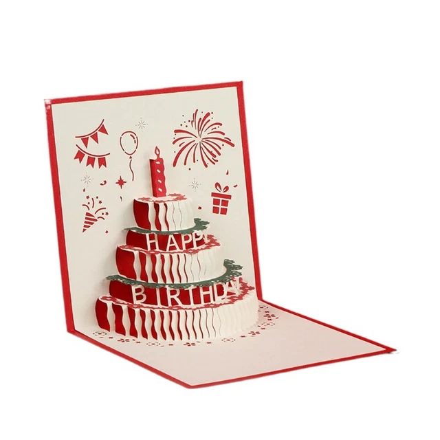 PAPER BIRTHDAY CARD 15*15 CM 3D Birthday Card 3D Paper Gift Cards Girl ...