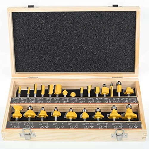 ROUTER BITS SET 1/4 Shank Upgrade 24 Piece Router Bit Set Craftsman 1/4 ...