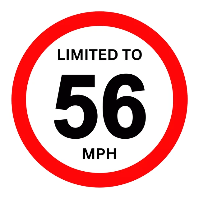 MAXIMUM LIMITED TO 56 MPH Vehicle Speed Restriction Bumper Car Van ...