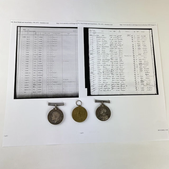 WW1 ROYAL NAVY Long Service Medal Trio Leading Seaman Murphy HMS ...