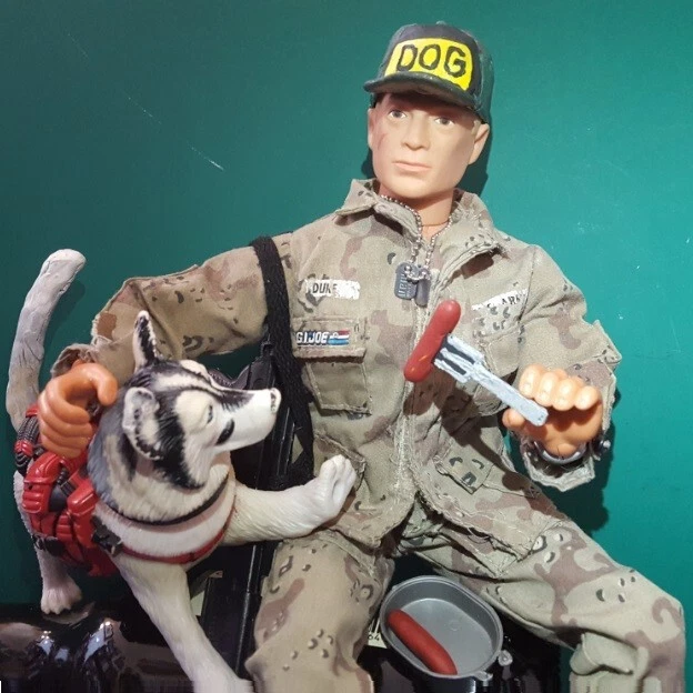ACTION MAN HEAVILY MODDED + Operation SOS Dog +Dogtags+ 1992 GI Joe ...