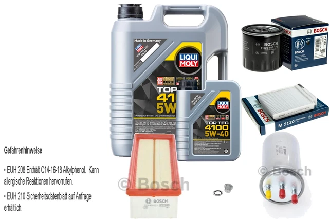 BOSCH INSPECTION SET 6L Liqui Moly Top Tec-4100 5W-40 pour Dacia Duster EUR 130,93 - PicClick FR
