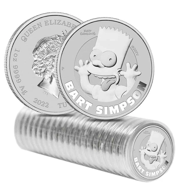 BART SIMPSON THE Simpsons 2022 1 Oz Silver Bu Coin In Capsule Tuvalu ...