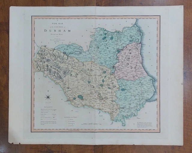 ORIGINAL ANTIQUE 19TH Century County Map C Smith 1801 Durham £39.95 ...