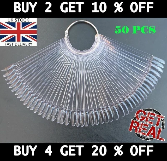 FAKE NAIL DISPLAY Nail Art Fan 50 pcs. Wheel Polish Practice Sample ...