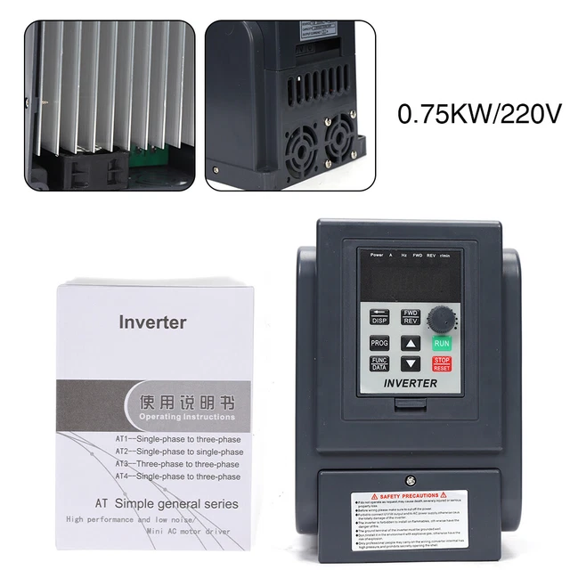 1 PHASE FREQUENZUMRICHTER Universal VFD Drehzahlregler Inverter AT2 750W 220V EUR 95,00 ...