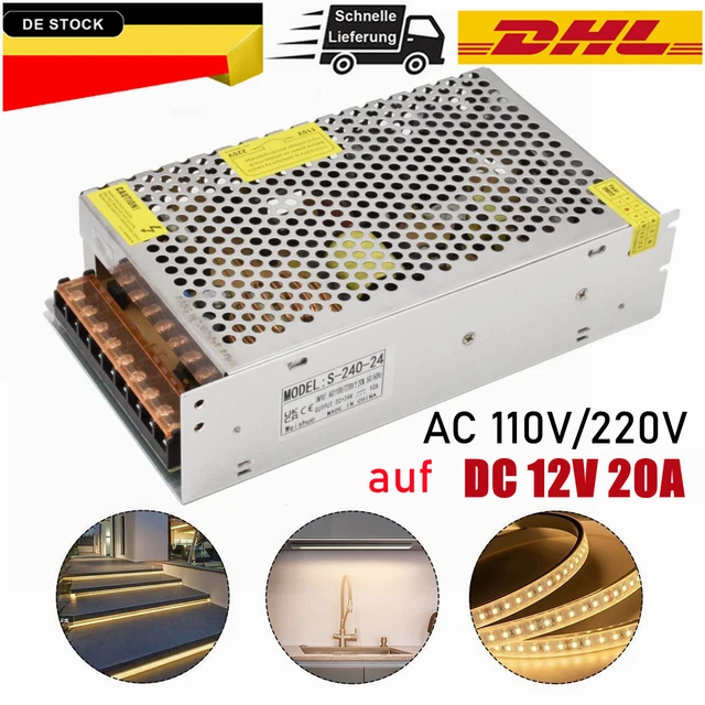 PROFI 240W DC 12V 20A Netzteil Schaltnetzteil Trafo Transformator Power Supply EUR 17,99 ...
