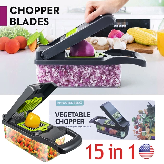 15 IN 1 Vegetable Chopper Salad Fruit Mandolin Slicer Food Dicer Cutter ...