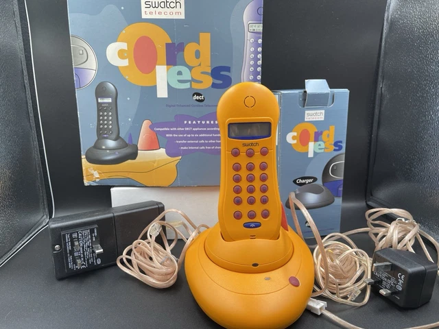 VINTAGE SWATCH CORDLESS Analogue Phone Original Box DECT-Standard ...