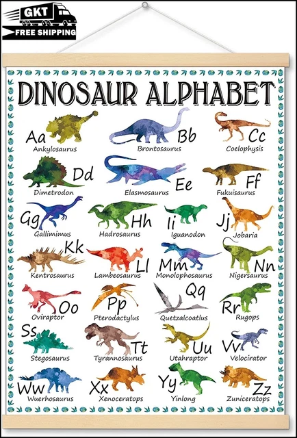 DINOSAUR ALPHABET CHART Hanger Painting Dinosaur Classroom Posters Room ...