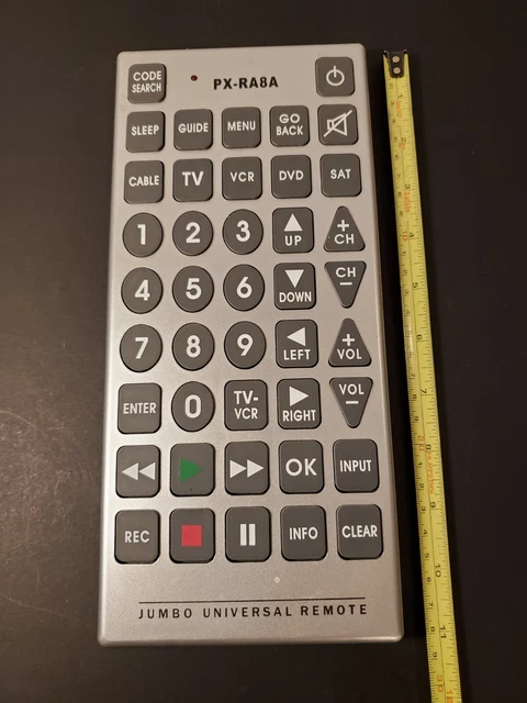 JUMBO UNIVERSAL REMOTE Control Px-Ra8A Big Button Tv Dvd Cable Sat Vcr ...