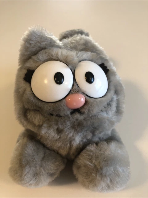 VINTAGE 1983 GARFIELD Nermal Laying Down Plush Stuffed Animal Grey Cat ...