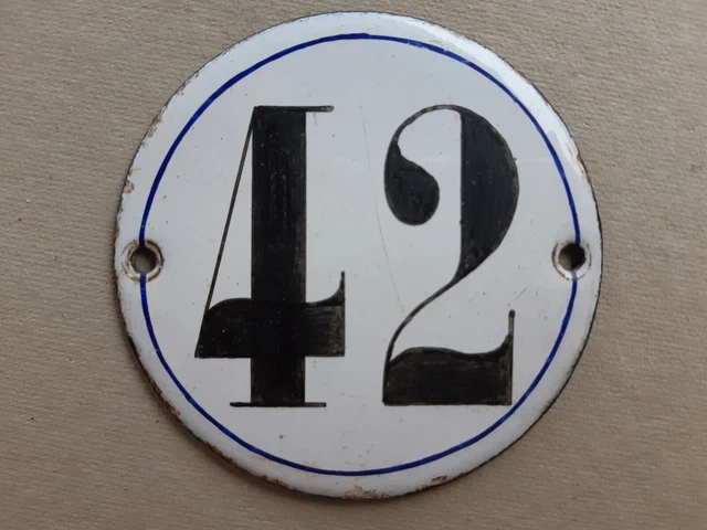 N°42 ANCIENNE PLAQUE émaillée NUMÉRO de rue, porte, meuble, tonneau, tiroir, etc EUR 32,00 ...