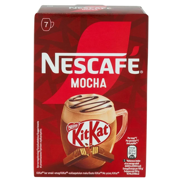 NESCAFÉ MOKKA KIT KAT 7 Beutel Portionen löslich 125 gr Schokolade Bar ...