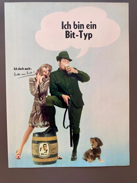 ICH BIN EIN Bit-Typ Jäger Bitburger Pils Bier 1969 Vintage Ad Werbung ...