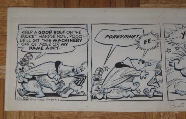 POGO ORIGINAL COMIC Strip Art Daily Signed By Walt Kelly 11/20/54 Porky ...