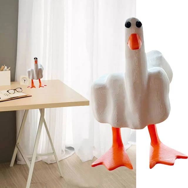 MIDDLE FINGER DUCK Resin Figurine Funny Middle Finger Duck Statue Home ...