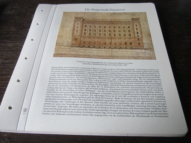 HANNOVER ARCHIV 7 Bürgerstadt 49 Neues Hauptgebäude mech Weberei 1857 L ...