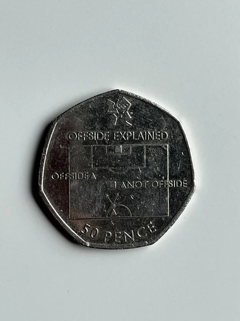 2011 LONDON OLYMPIC FOOTBALL OFFSIDE RULE 50p Fifty Pence COIN ...
