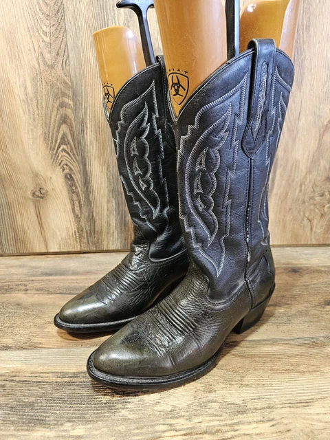 MEN’S DOUBLE H Cowboy Western Boots Black Leather Size 9D DH1503 £46.82 ...